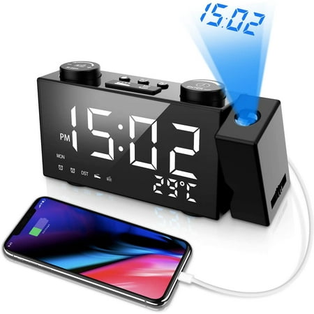 Projection Alarm Clock, Fm Radio Alarm Clock, Digital Clock Radio Table ...