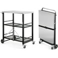 LUE BONA Foldable Outdoor Grill Cart with Rolling Wheels, Mobile BBQ ...