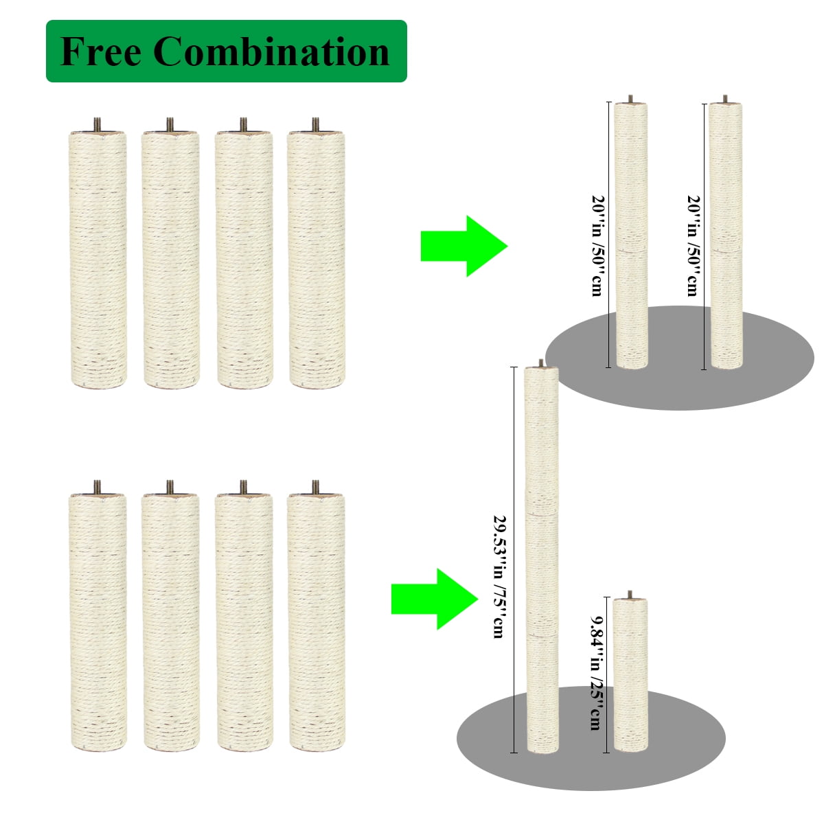 Hemp Rope Scratcher Posts for Indoor Kittens and Large Cats with Screws ...