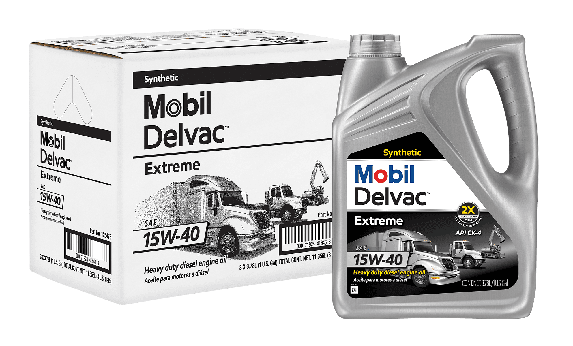 Mobil Delvac Extreme Heavy Duty Full Synthetic Diesel Engine Oil 15W-40, 1 Gal (3 pack ...