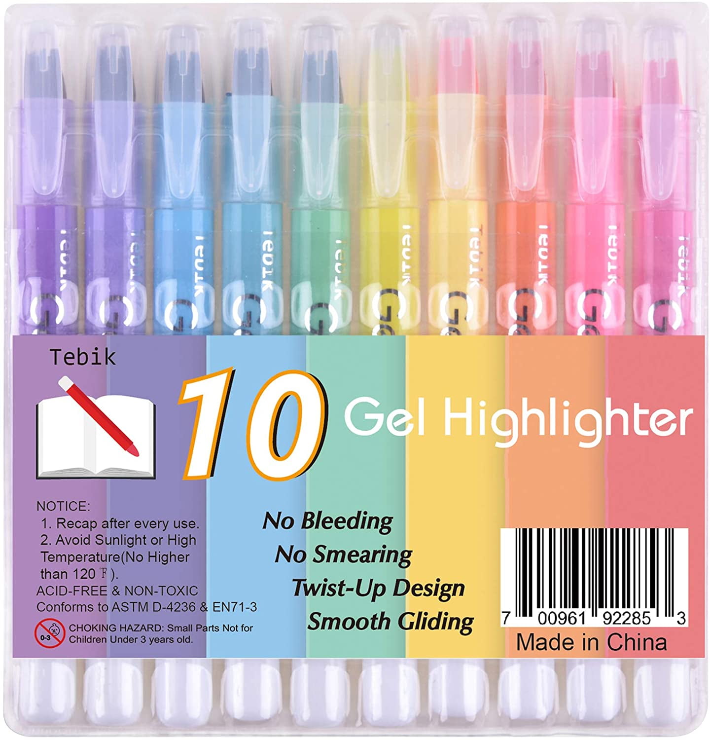 Gel Highlighter, 10 Colors Dry Highlighter Study Kit, Highlighters ...