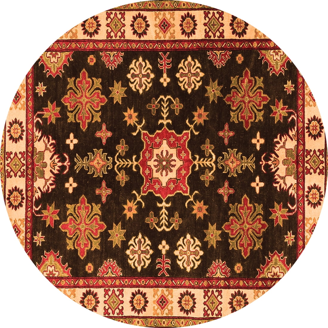 Ahgly Company Indoor Round Persian Orange Traditional Area Rugs, 5 ...