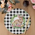 Bunny Easter Round 15 Inch Placemats Set of 2, Eggs Spring Floral Black ...