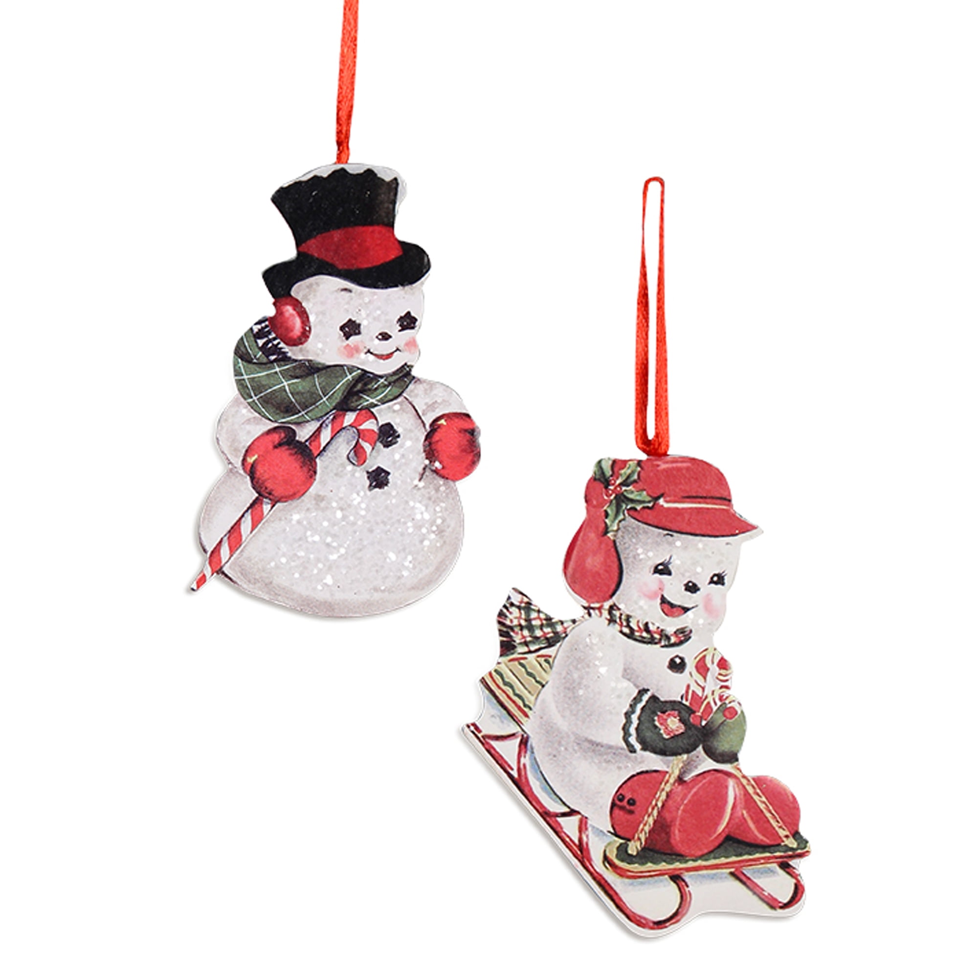 Holiday Ornament Playful Snowman Ornaments S/2 Mdf Dummy Boards Snowmen ...