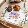 Blue Red Flower Cotton Linen Placemats Set of 6, Antlers Yellow Flowers ...