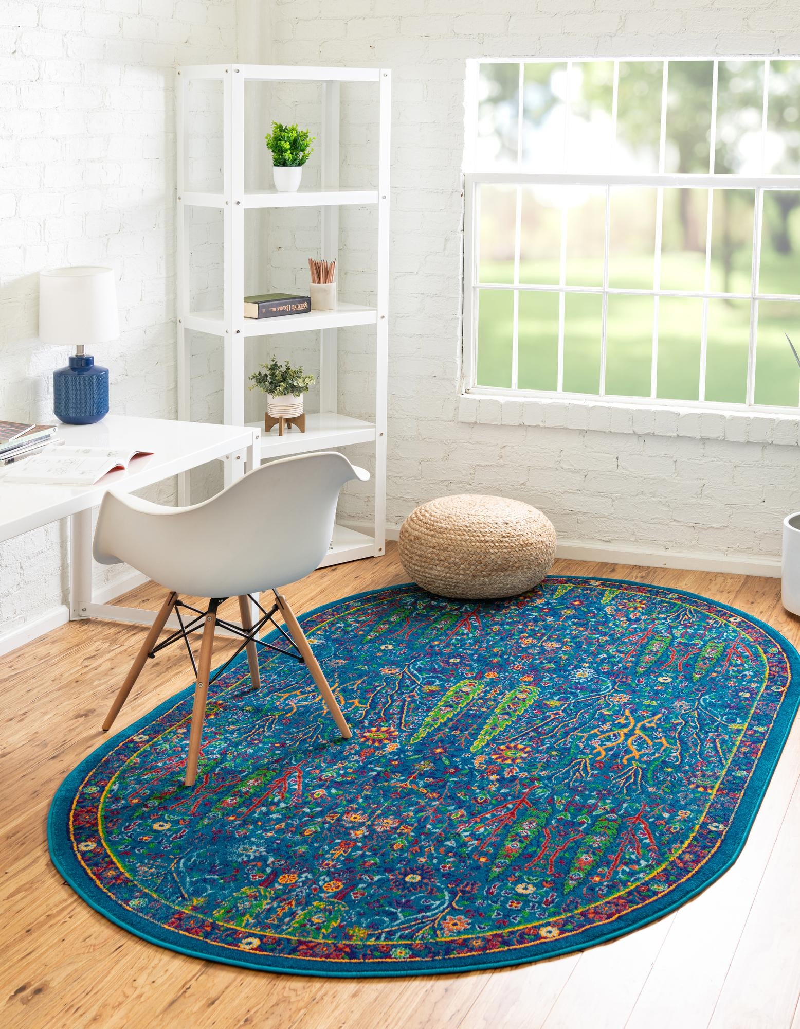 Rugs.com Calypso Collection Rug – 8' x 10' Oval Navy Blue Medium Rug ...