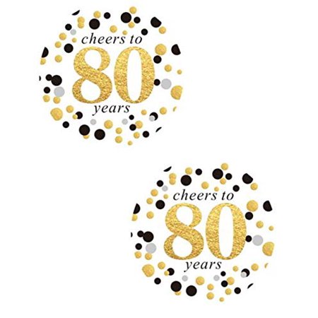 2" Round 50 Pack of Cheers to 80 Years Label Stickers Birthday Party ...