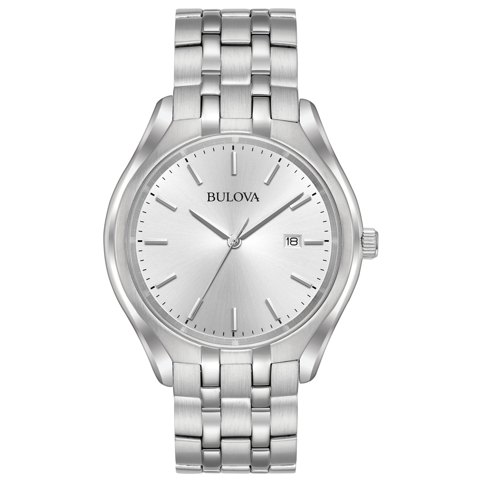 Bulova Men's Silver Stainless-Steel Japanese Quartz Dress Watch 96B264 ...