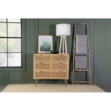 Zamora 3-Drawer Vintage Storage Accent Cabinet in Natural/Antique Brass ...