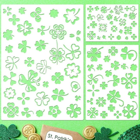 3 Pieces St. Patrick's Day Shamrock Stencil Template Shamrock Painting ...