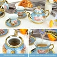 20Pcs Porcelain Tea Set Coffee Set, Ceramic Vintage Tea Set with Metal ...