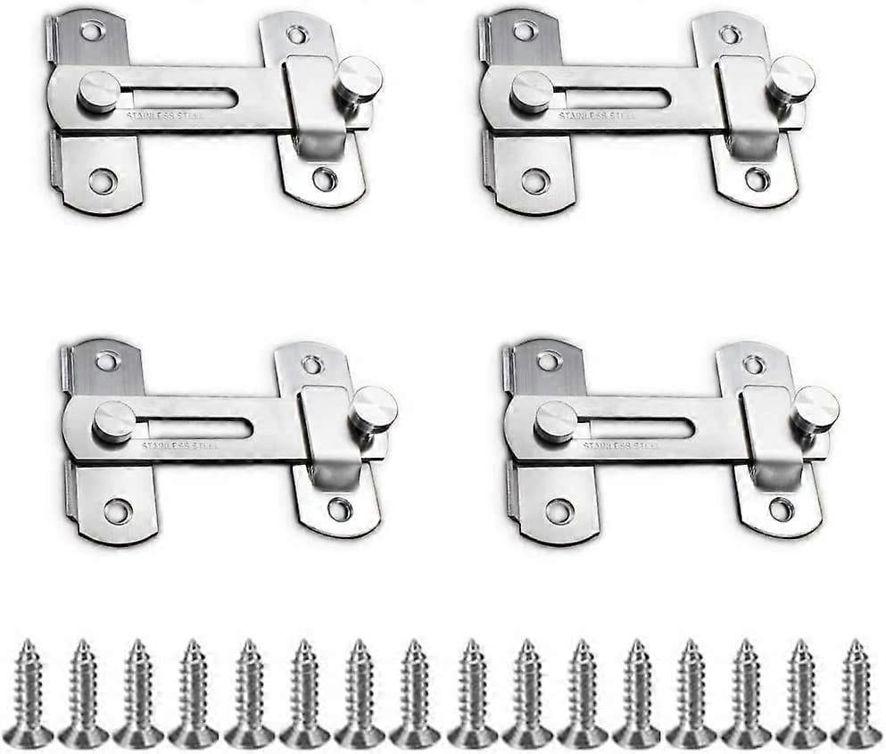 4 Pieces Door Latch, Security Latch, Sliding Hasp, Stainless Steel Door ...