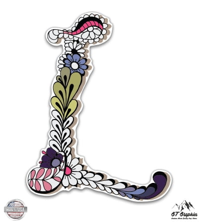 Letter L Floral Style - 3" Vinyl Sticker - For Car Laptop I-Pad Phone ...