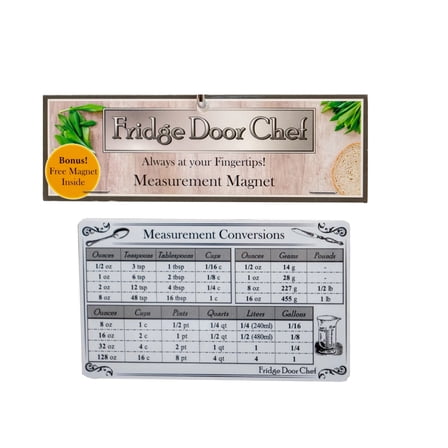Magnetic Kitchen Measurement and Conversion Chart Refrigerator Magnet ...