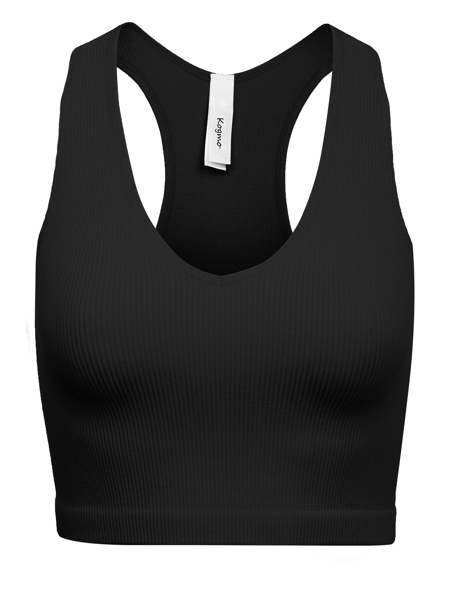 KOGMO Womens Ribbed Racerback Crop Tank Top - Walmart.com