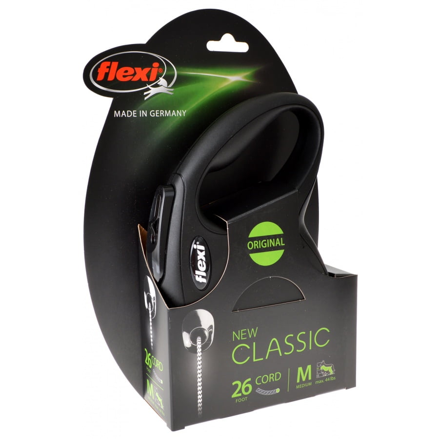 Flexi New Classic Retractable Cord Leash - Black 10487 - Walmart.com