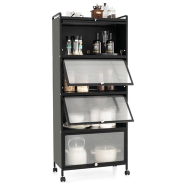 Costway 5-Tier Portable Baker's Rack, Mobile Storage Cabinet, Microwave ...
