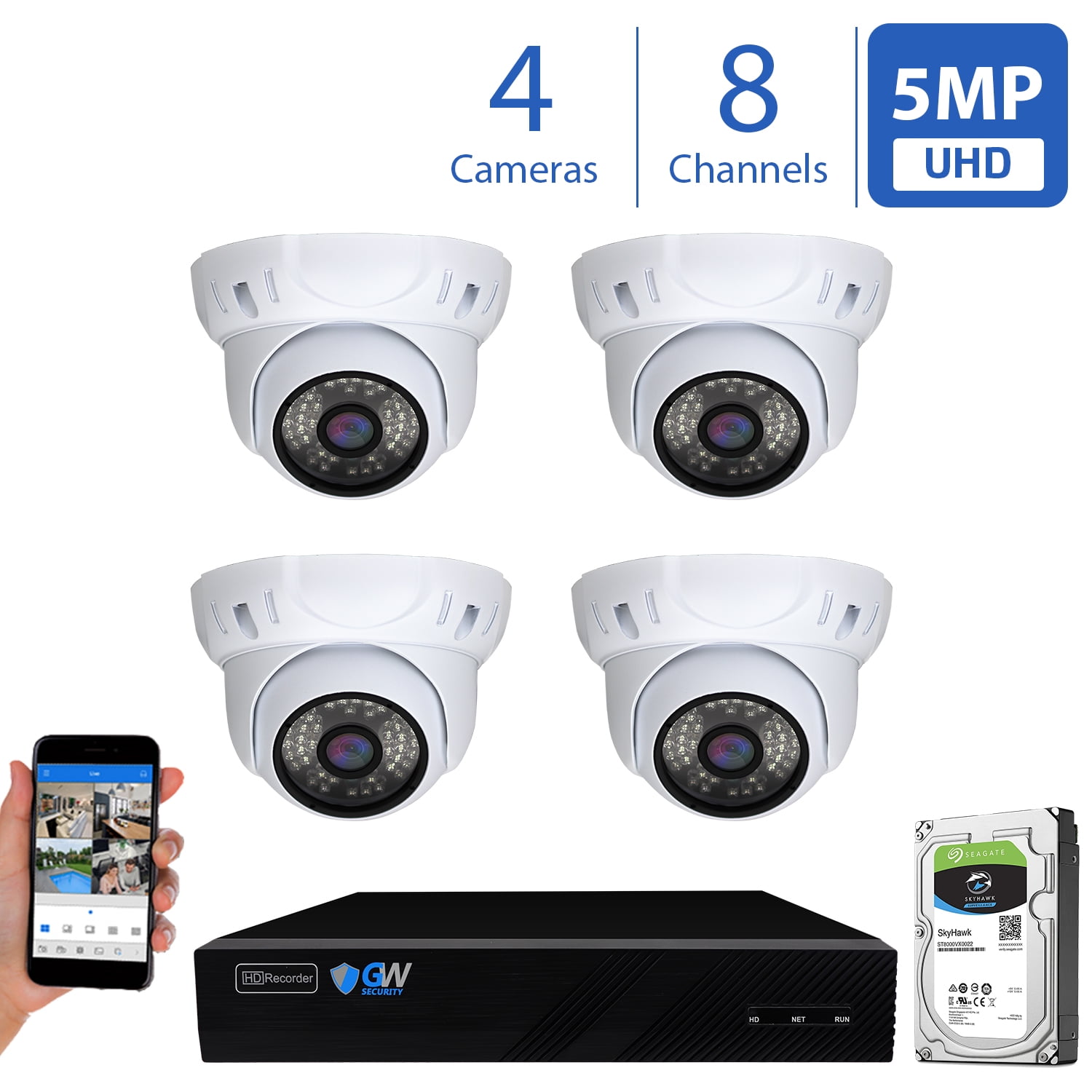 GW Security 8CH 4K NVR 5MP IP Camera Network PoE Surveillance System ...