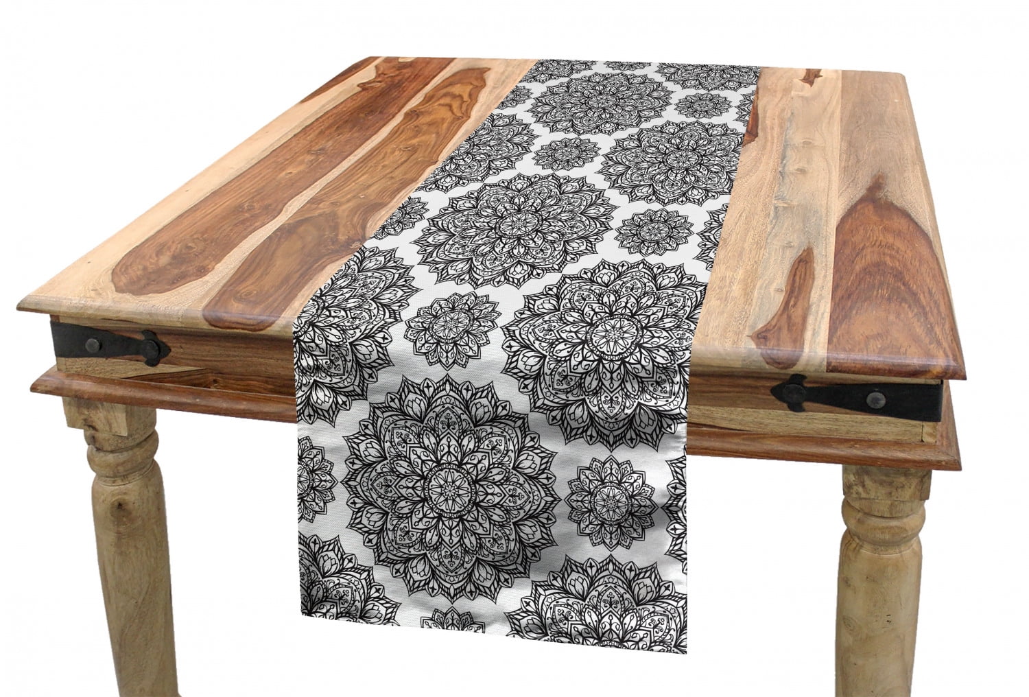 Mandala Table Runner, Symmetrical Oriental Mandala Pattern Lace Like ...