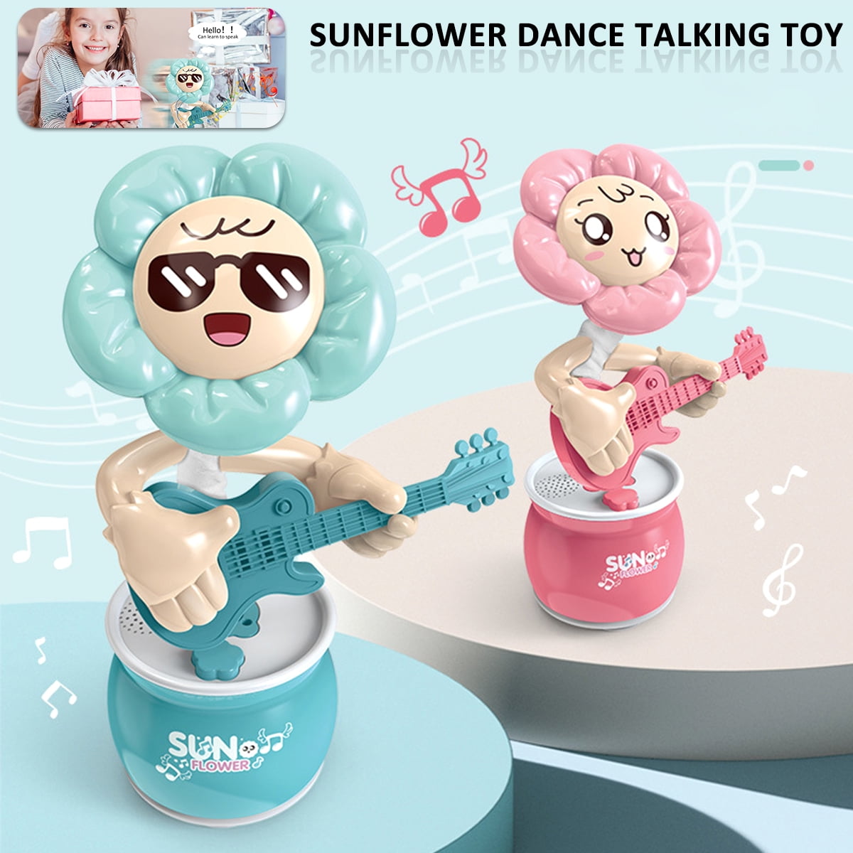 Yous Auto Dancing Sunflower Toy Rock Sunflower Toy w/Singing Dancing ...