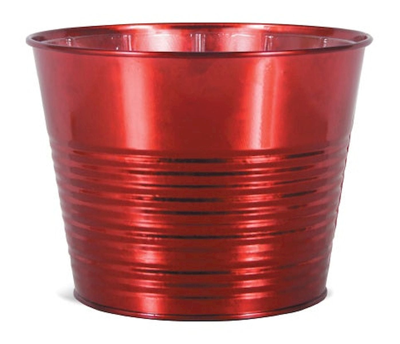 Red Metal Ribbed Pattern Planter - Walmart.com