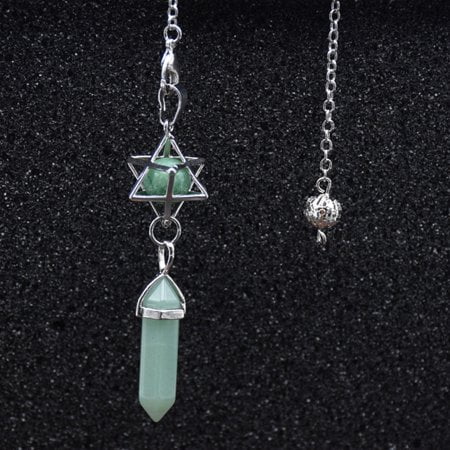 Natural Stone Pendant Pendulum for Dowsing Divination Hexagonal Prism Healing Crystal Merkaba ...