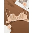 Deyllo Balconette Lace Bra Non Padded Unlined Sheer Mesh Demi See Through Brachampagne Beige