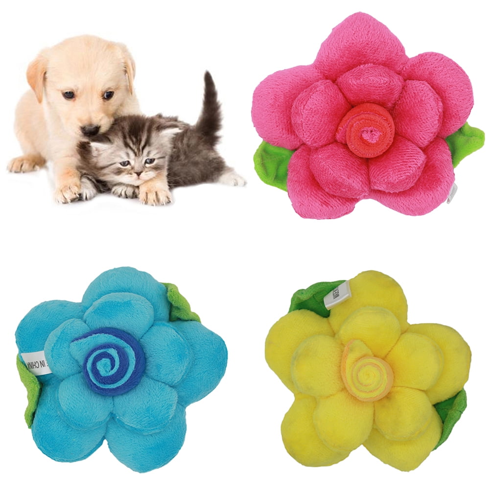 Aofa Pet Dog Puppy Plush Rose Flower Shape Squeaky Bite-resistant Molar ...