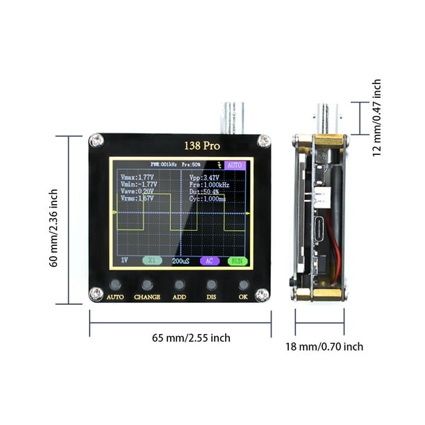 Car Repair LCD Screen Handheld Digital Oscilloscope Type-c 200Khz Analog Bandwidth Square Waves ...