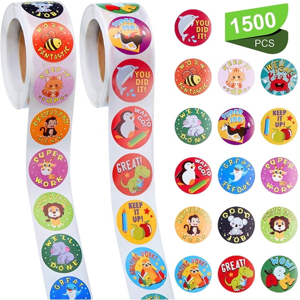 3 Rolls of Motivational Stickers for Kids, 1500 Pieces of Teacher ...