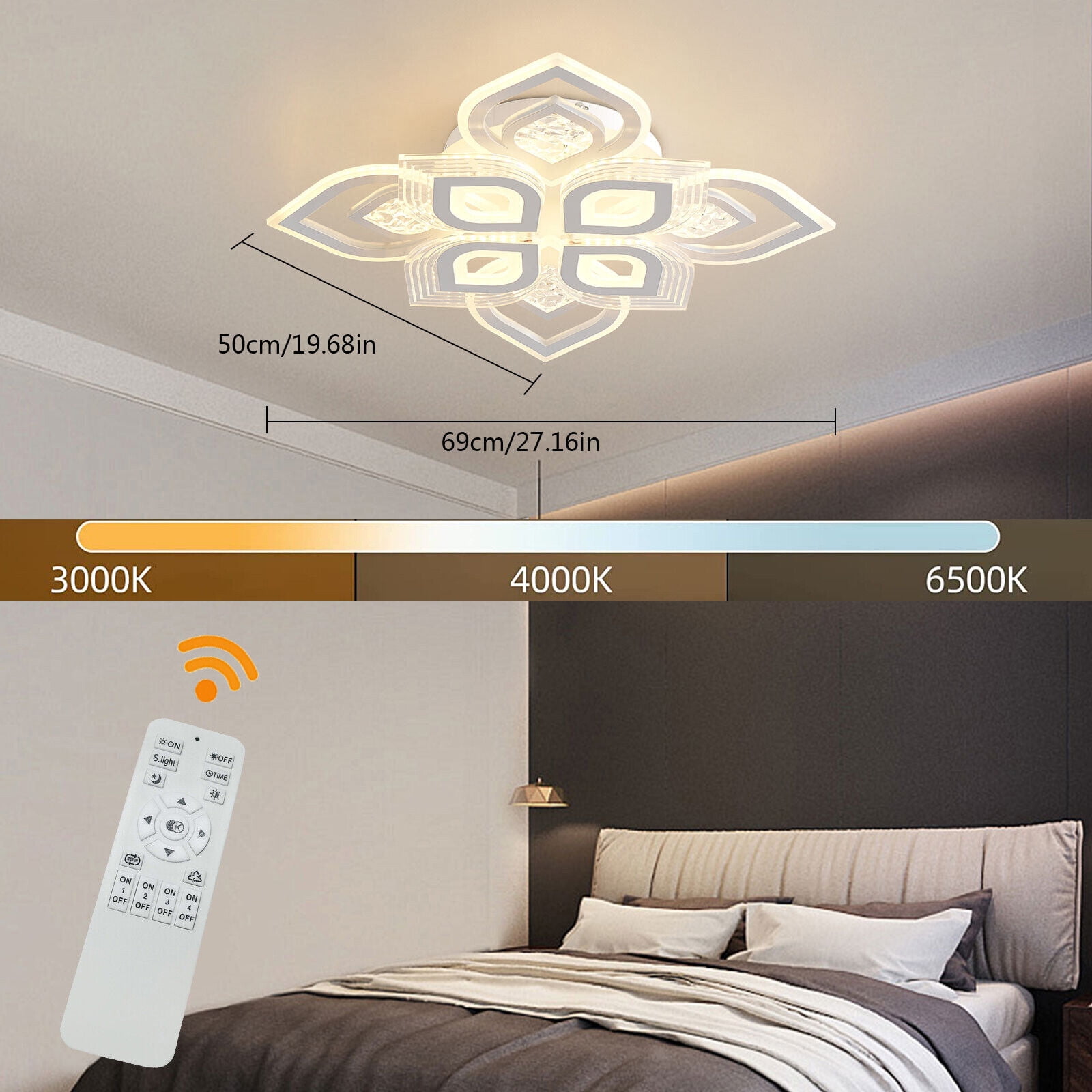 Modern Acrylic LED Ceiling Light Flush Mount Pendant Lamp Fixture ...