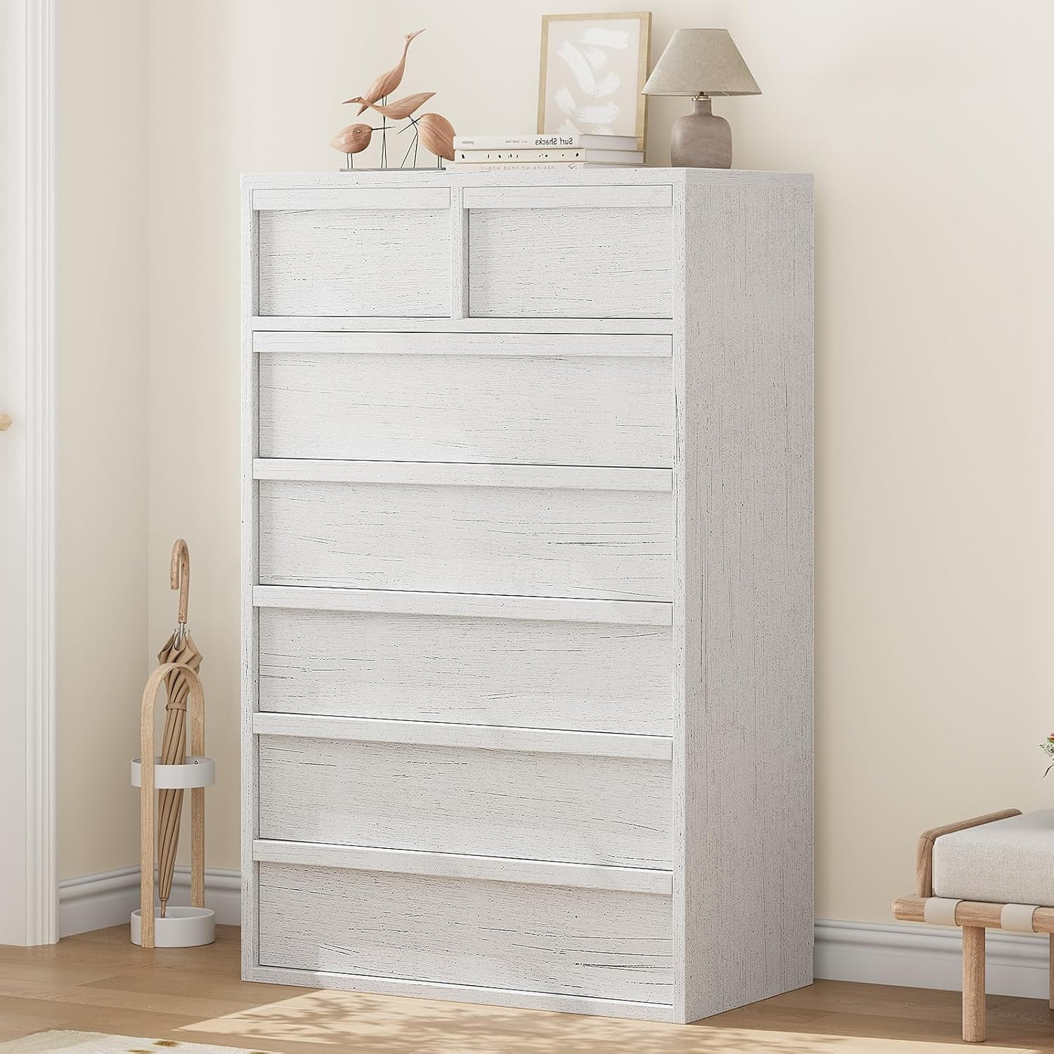 Click here for Qiaoxi 7 Drawer Dresser For Bedroom  46in Tall Nat... prices