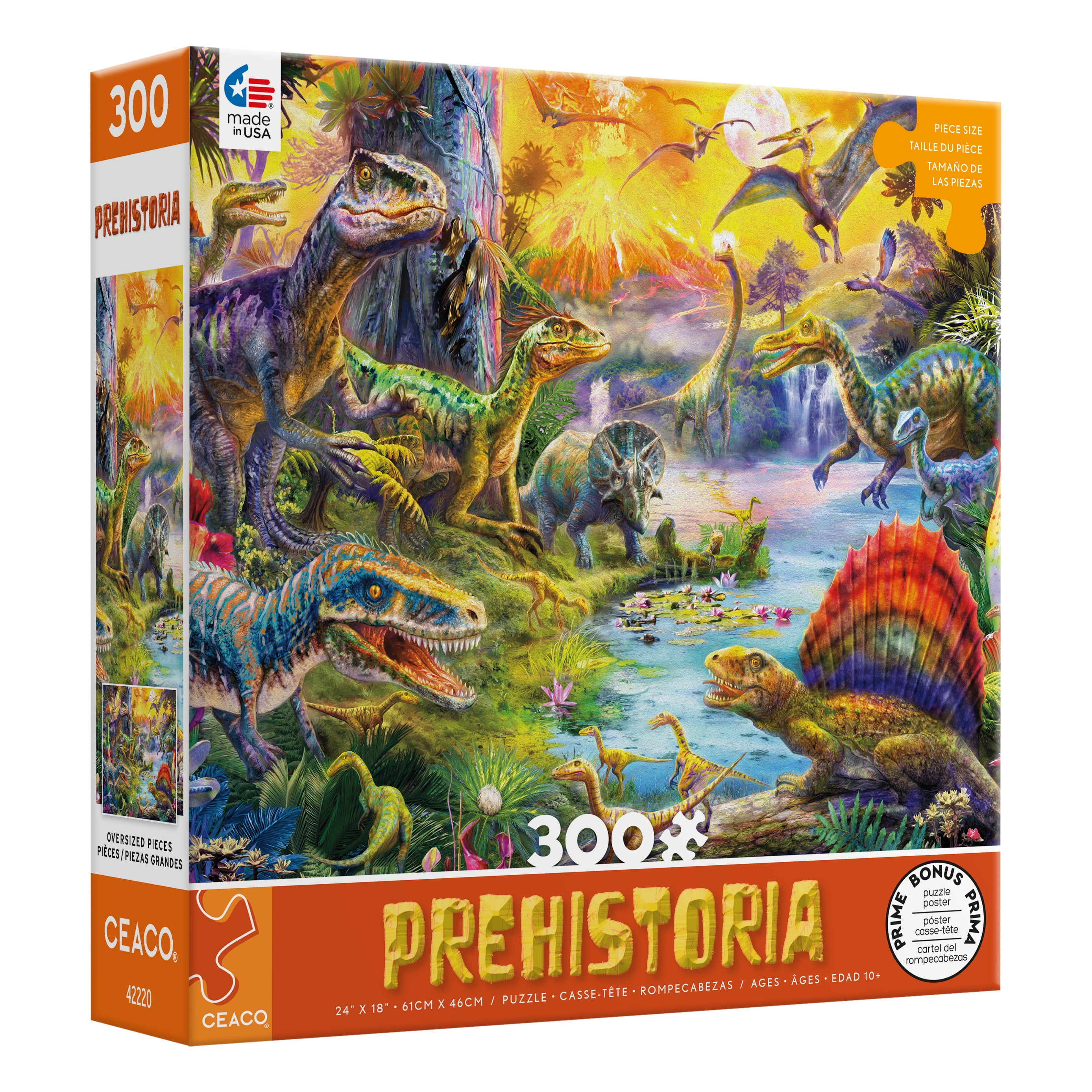 Ceaco 300-Piece Prehistoria Dinosaur Landscape Interlocking Jigsaw ...