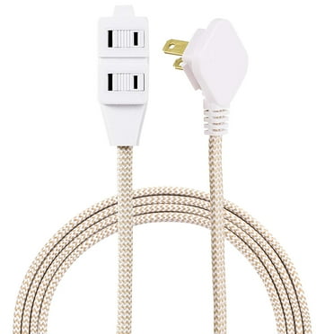 Cordinate 15ft. 3-Outlet Braided Extension Cord, Gray/White – 50011 ...