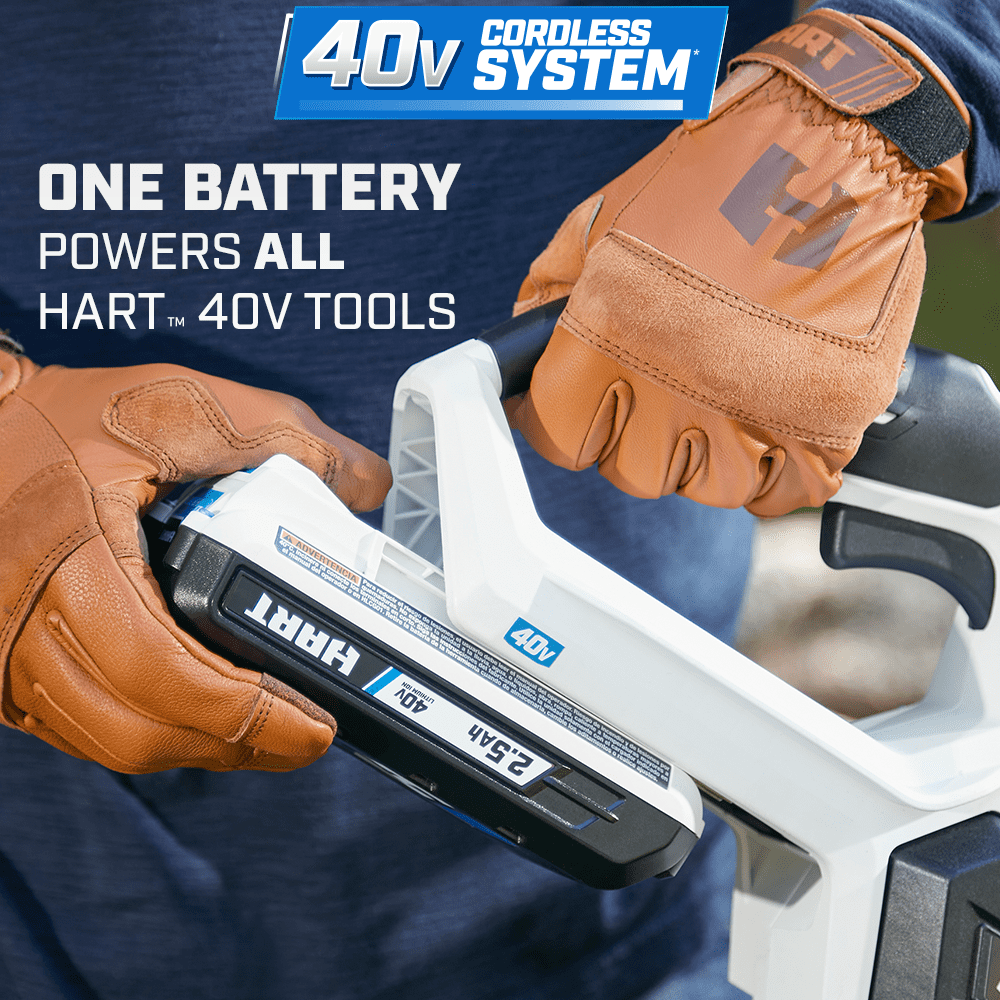 HART 40-Volt Cordless 10-Inch Chainsaw (1) 2.5 Ah Lithium-Ion Battery ...
