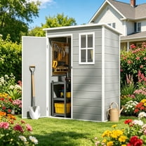 Plastic Shed with Floor, 5x3 ft Outdoor Resin Storage Shed for Garden ...
