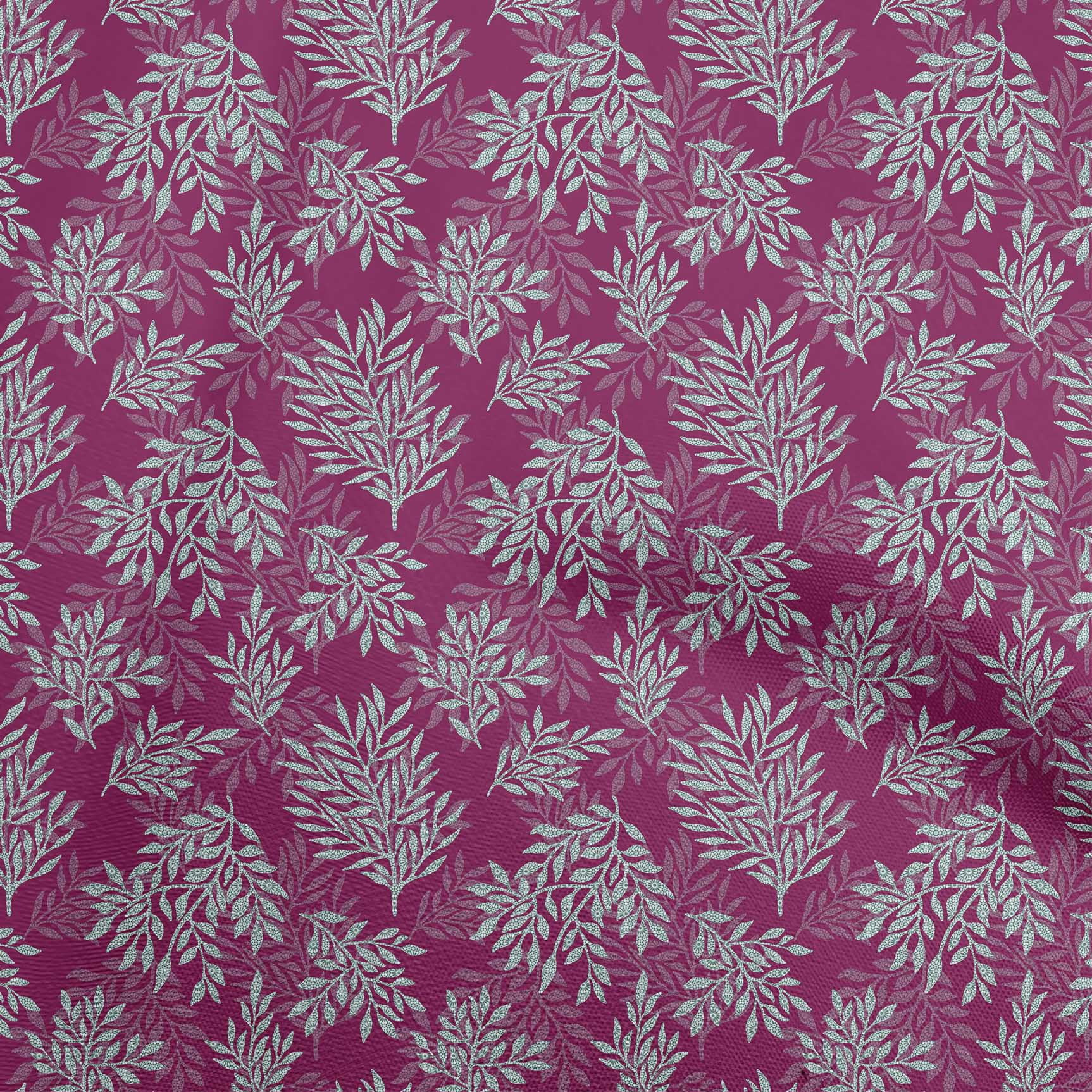 oneOone Viscose Chiffon Dark Magenta Fabric Boho Decorative Leaf ...