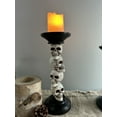 Halloween Black Pillar Candle Holder, 4 Skull Heads Skeleton Spooky ...