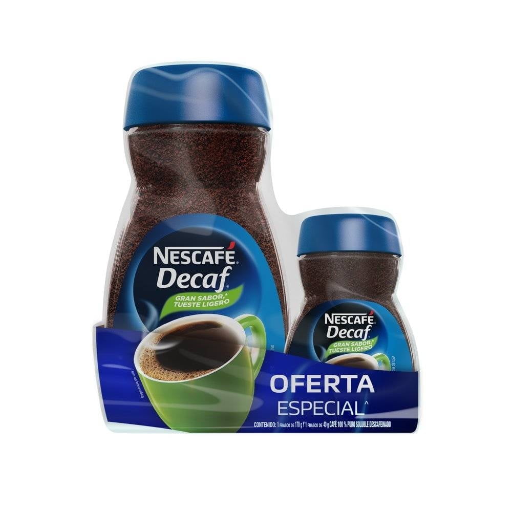 Café Descafeinado Soluble Nescafé Decaf Frasco 170g + Frasco 40g ...