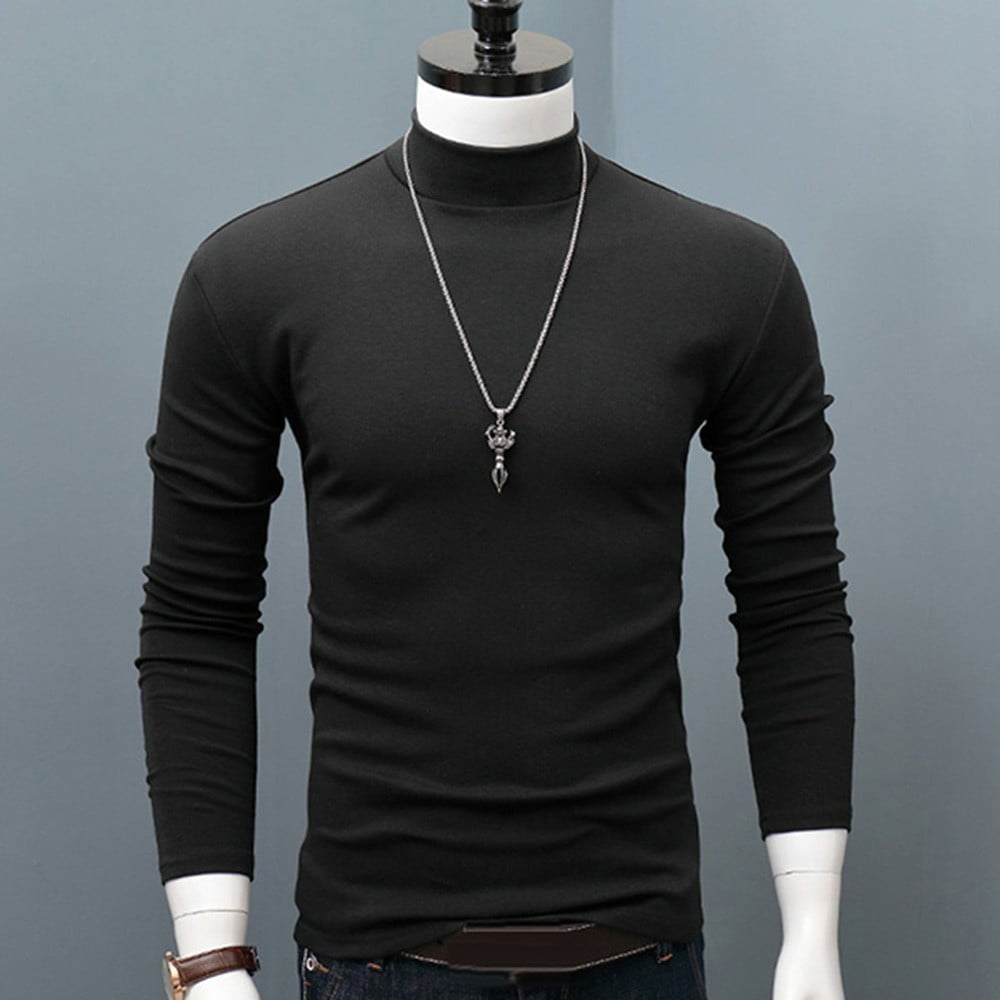 Click here for Greenne Winter Warm Men Mock Neck Basic Plain T-Sh... prices