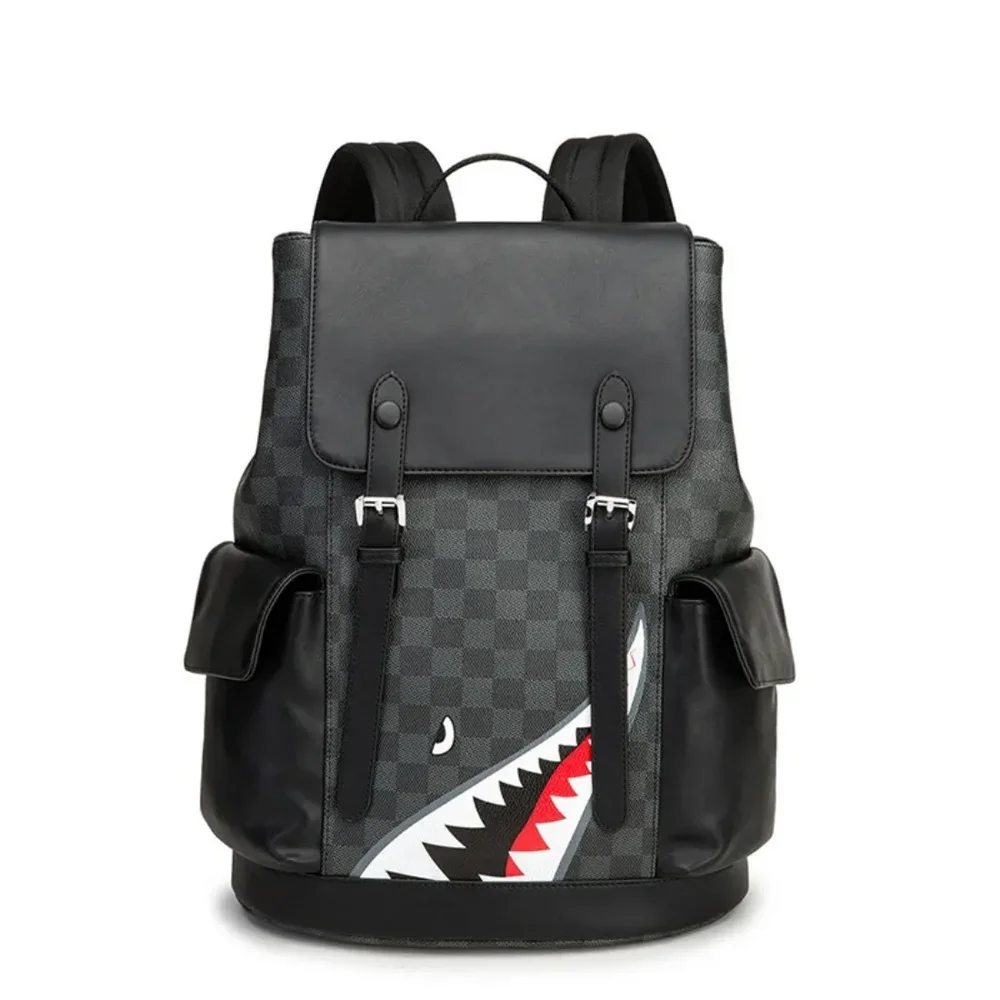 Click here for Keinxs Bape Shark Pu Leather Backpack Multi-Functi... prices