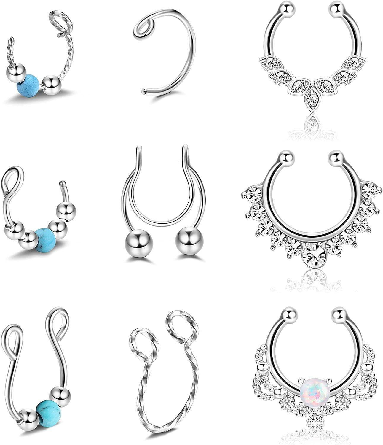 Fake Septum Fake Nose Rings Hoop Stainless Faux Nose Septum Ring Non