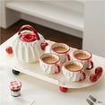 Pleated Design Modern Tea Set, 1 Teapot (25.3oz), 4 Teacups and 1 Tea ...
