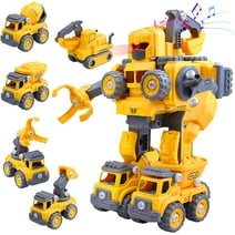 5 Pack TransTruck Transform Tractor Robot Action Figures Combine into 1 ...