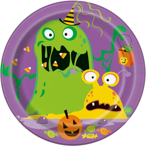 Silly Monsters Halloween Paper Dessert Plates, 7in, 8ct - Walmart.com