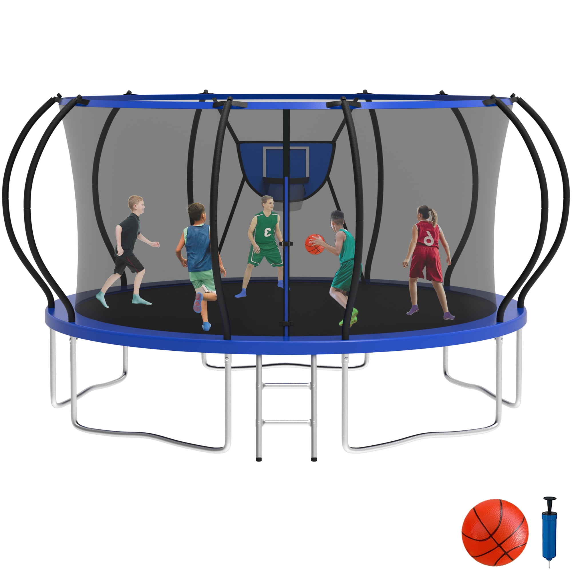 KOFUN 14FT Trampoline with Basketball Hoop, 1400LBS Heavy Duty ...