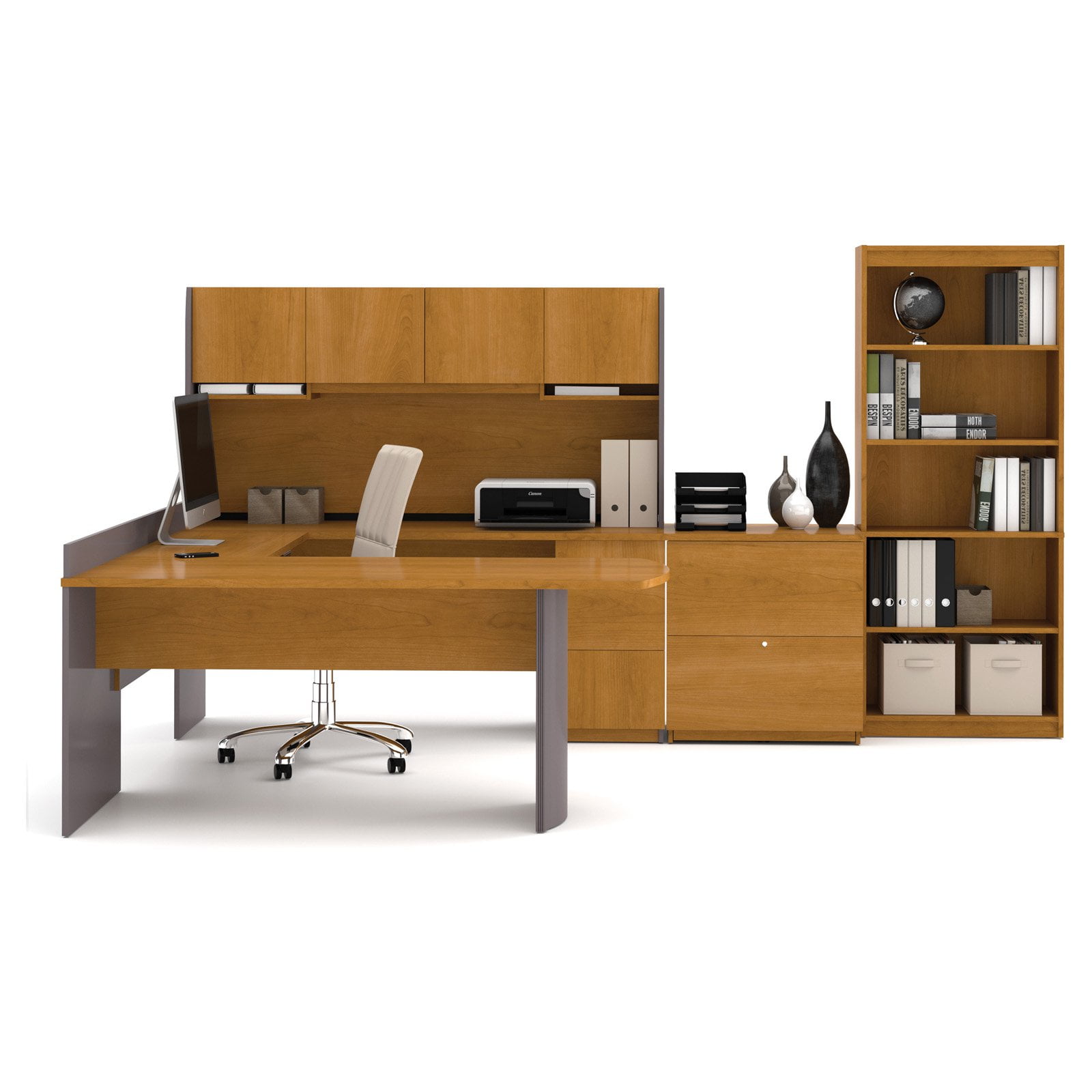 Bestar Executive U-Shaped Workstation with Hutch - Walmart.com