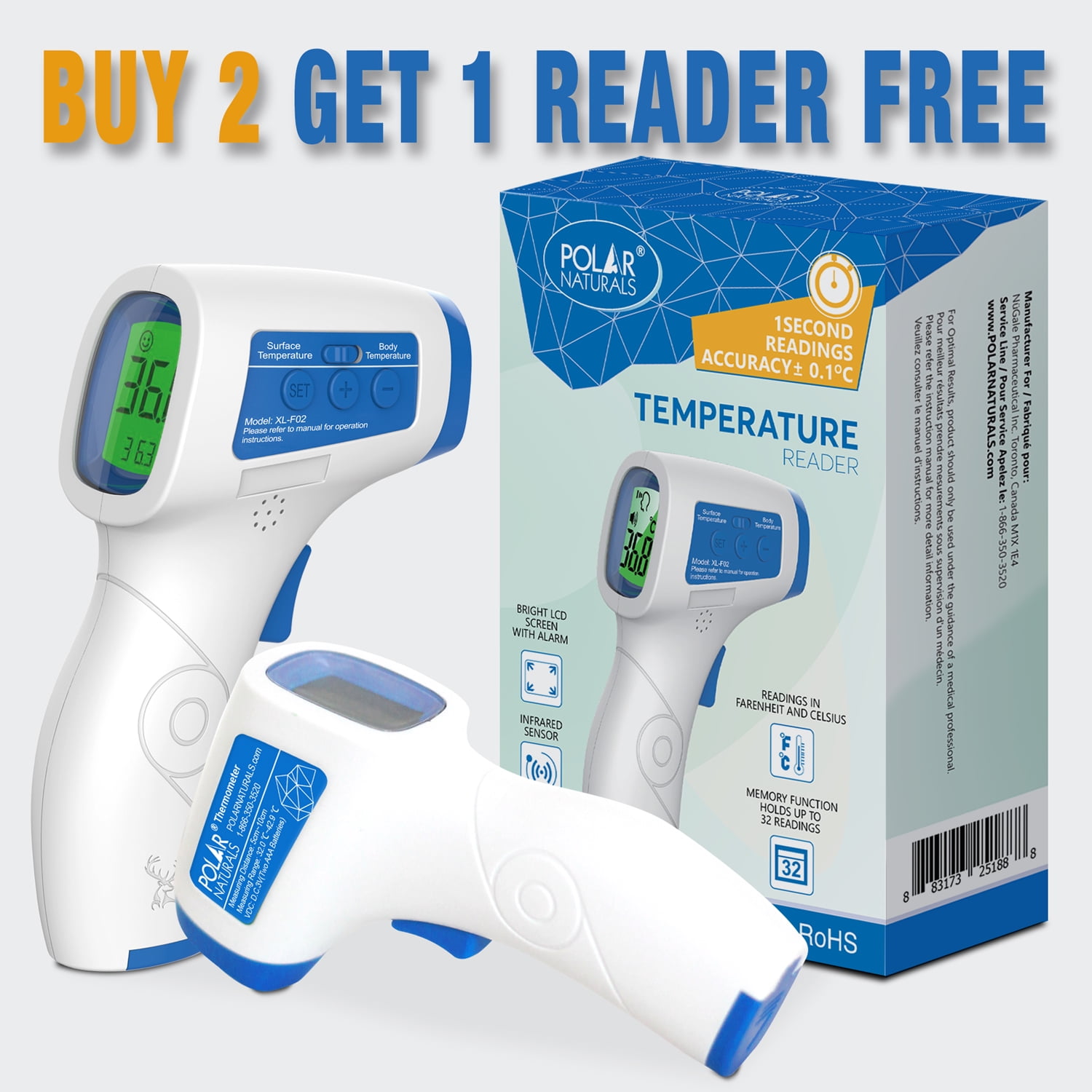 Polar Naturals BUY 2 GET 1 FREE Infrared Non-Contact Forehead ...