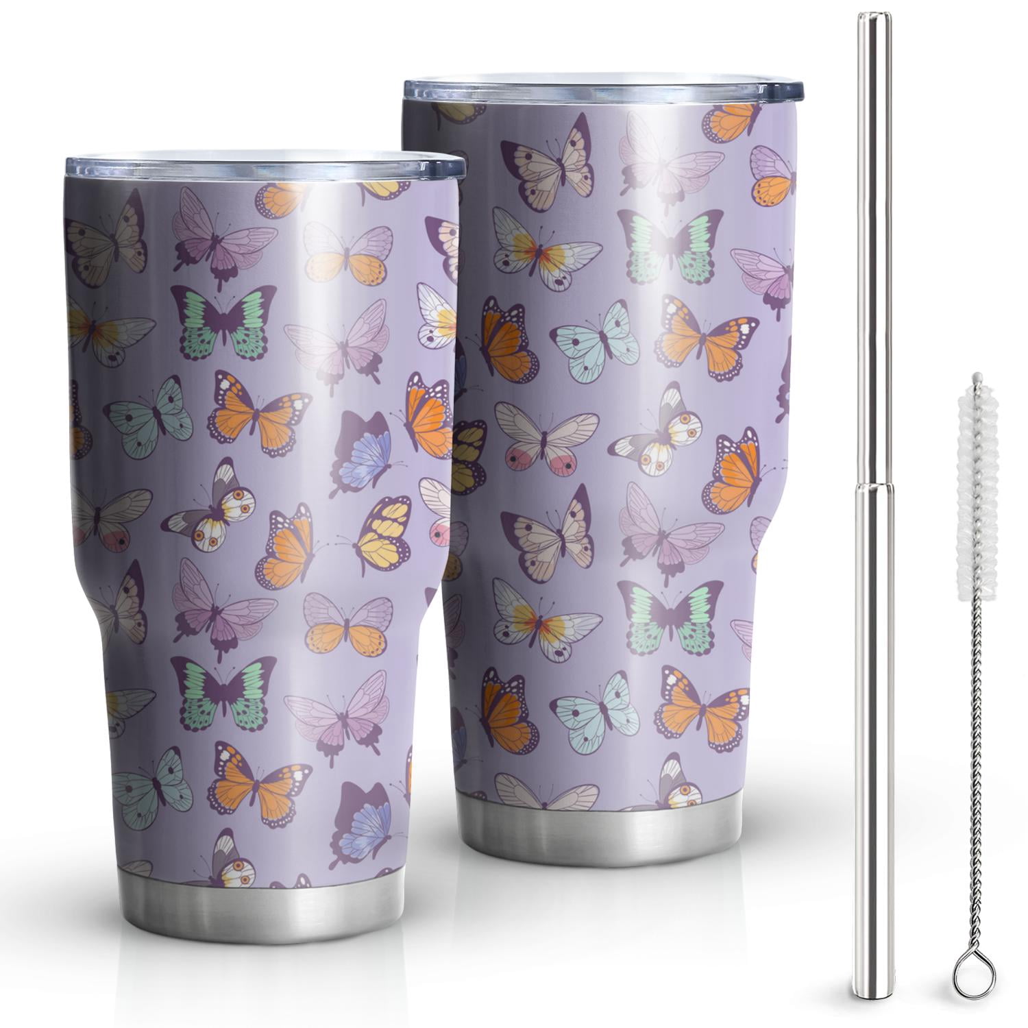 Butterfly Tumbler with Lid and Straw- Butterfly Gifts for Women ...