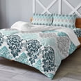 4 Piece Duvet Cover Set Queen, Abstract Retro Flower Texture Soft ...